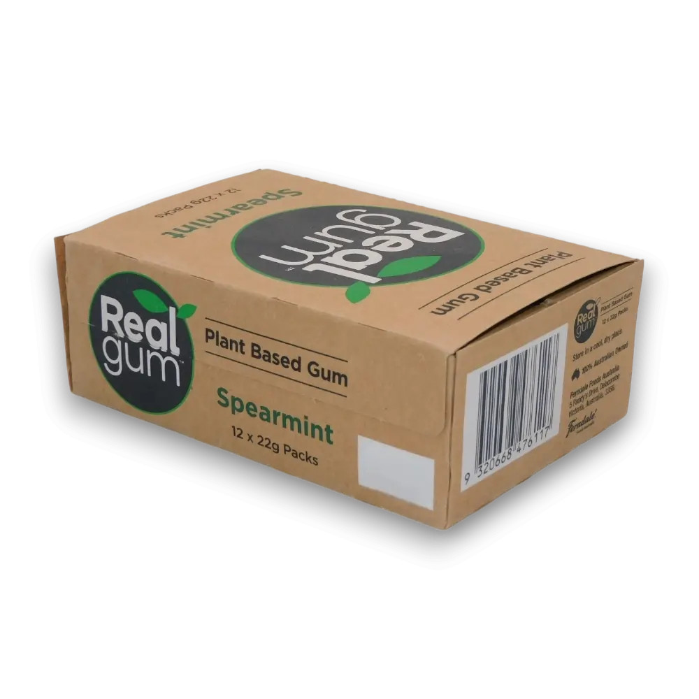 Real Gum - Spearmint (12 x 22g) | Plant-Based Chewing Gum