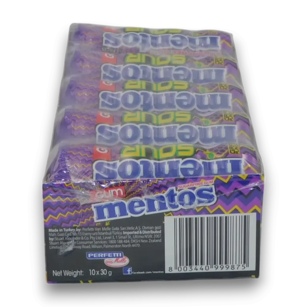 Mentos Gum Sour Grape - 10 x 30g Bottles