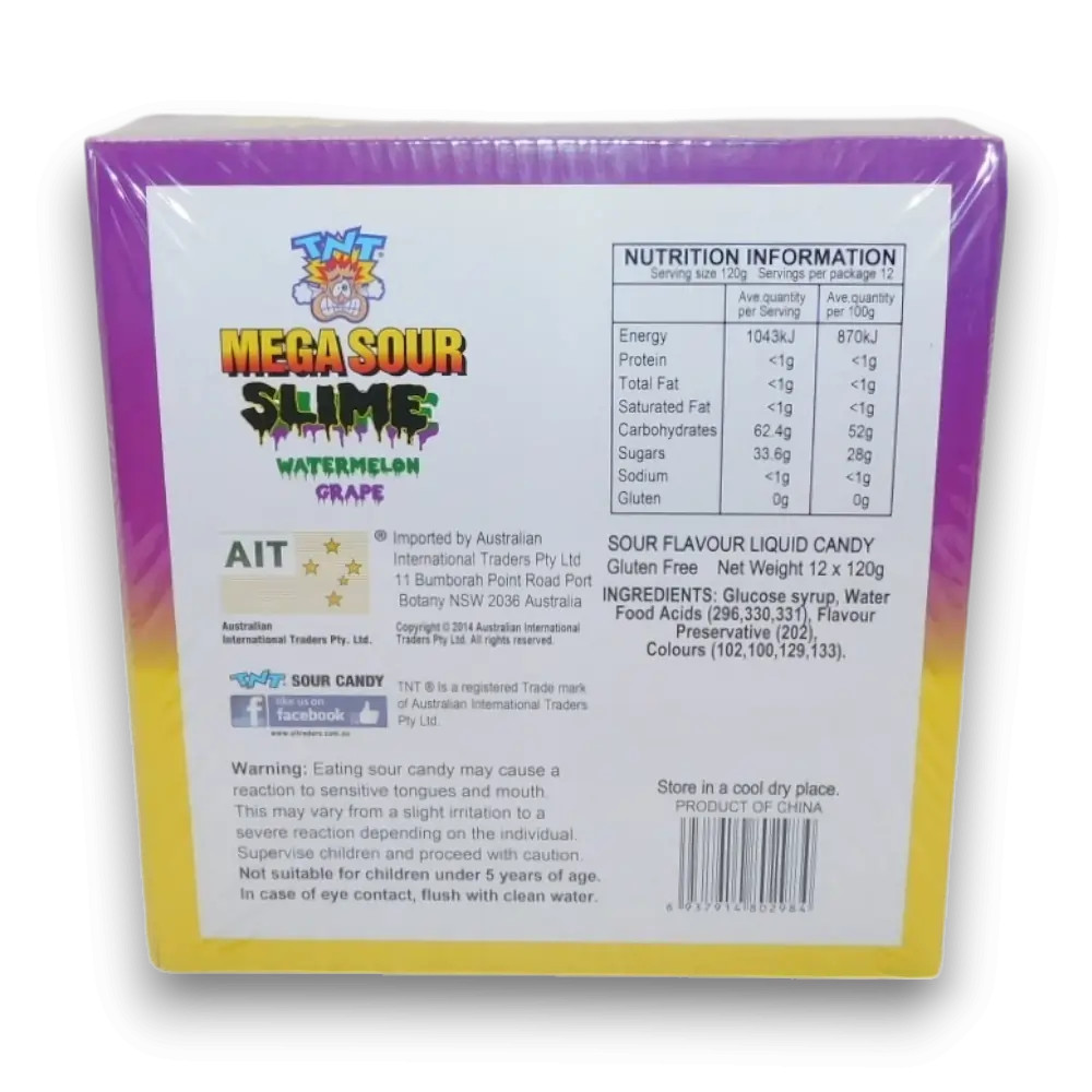 TNT Mega Sour Slime - Watermelon & Grape (12-pack)