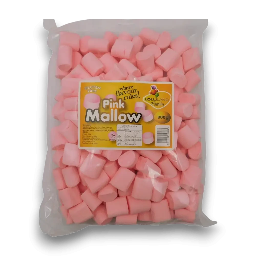 Lolliland Pink Marshmallow Cylinders 800g