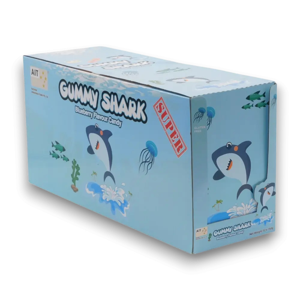 Super Gummy Sharks Blueberry Flavour – 12 x 150g Display Box