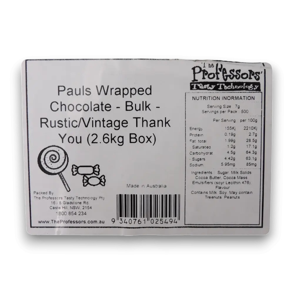 Buy Pauls Wrapped Chocolate - Rustic/Vintage (2.6kg Box)