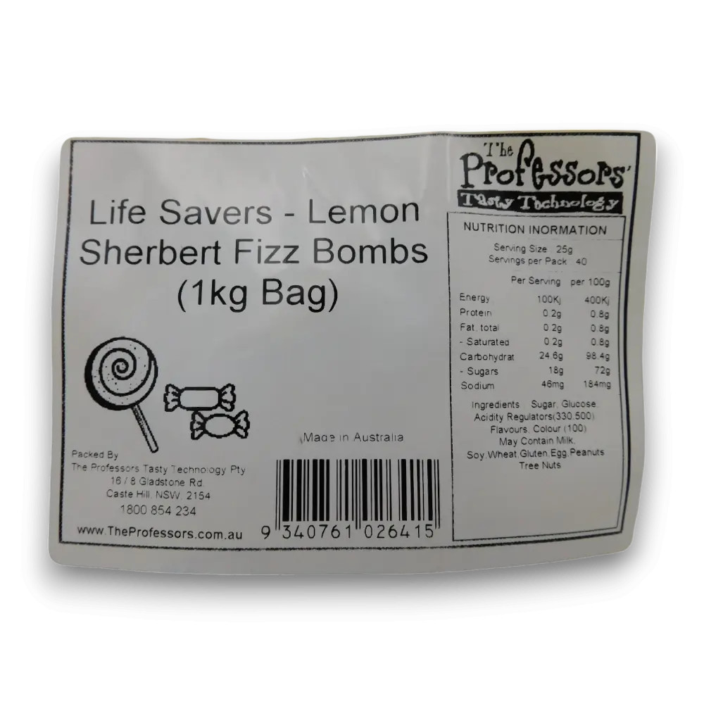 Life Savers Lemon Sherbert Fizz Bombs 1kg Bag