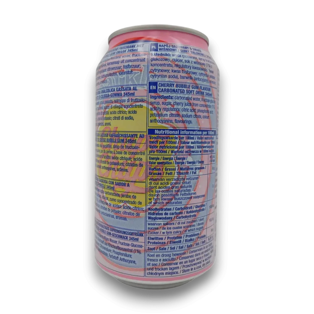 Chupa Chups - Sparkling Drink - Cherry Bubble Gum (Box | 24 x 345ml cans)