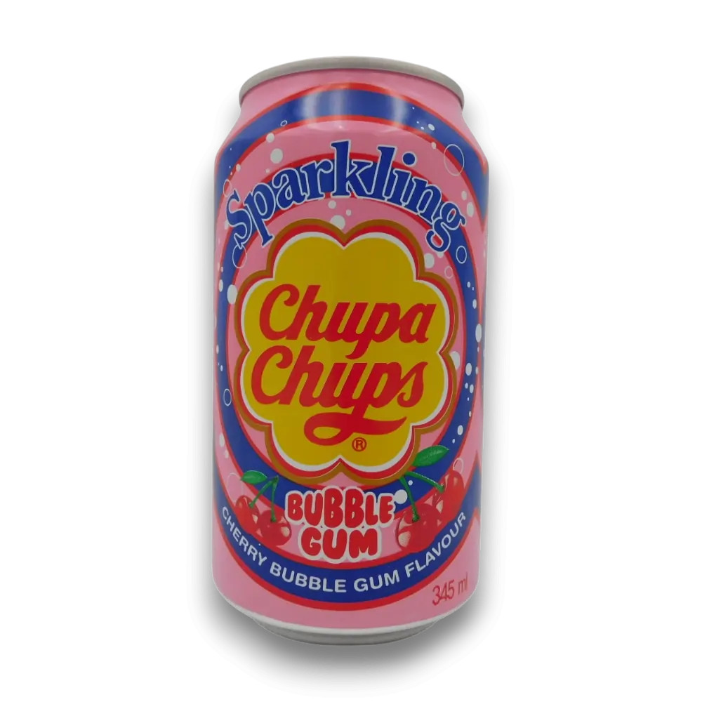 Chupa Chups - Sparkling Drink - Cherry Bubble Gum (Box | 24 x 345ml cans)