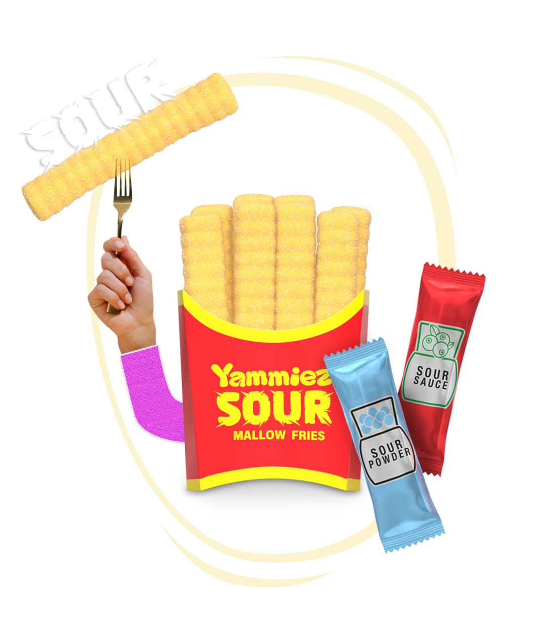 Yammiez - Fast Food Mallow - Sour Fries (Display unit | 12 x 44g pcs)