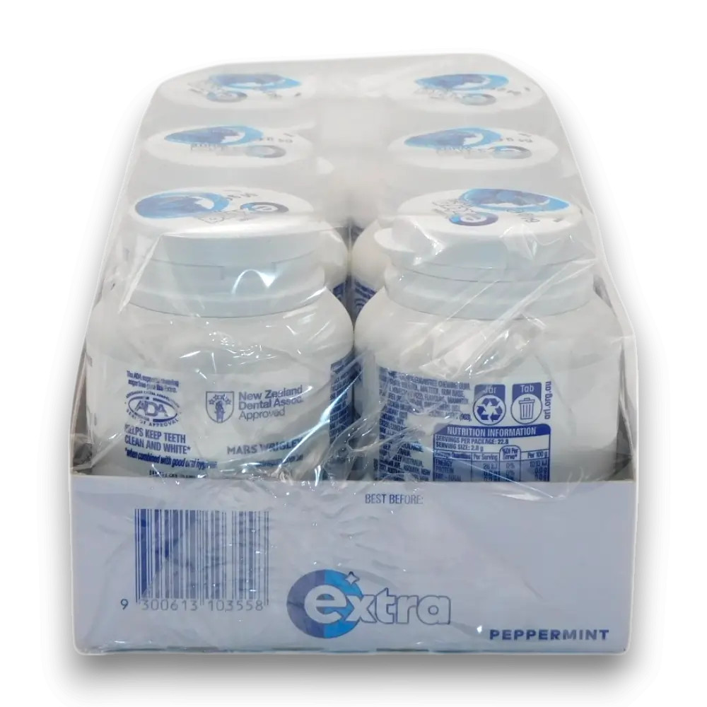 Extra White Peppermint Gum - 6 x 64g Bottles