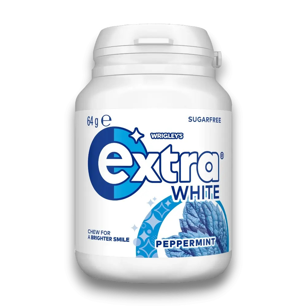 Extra White Peppermint Gum - 6 x 64g Bottles