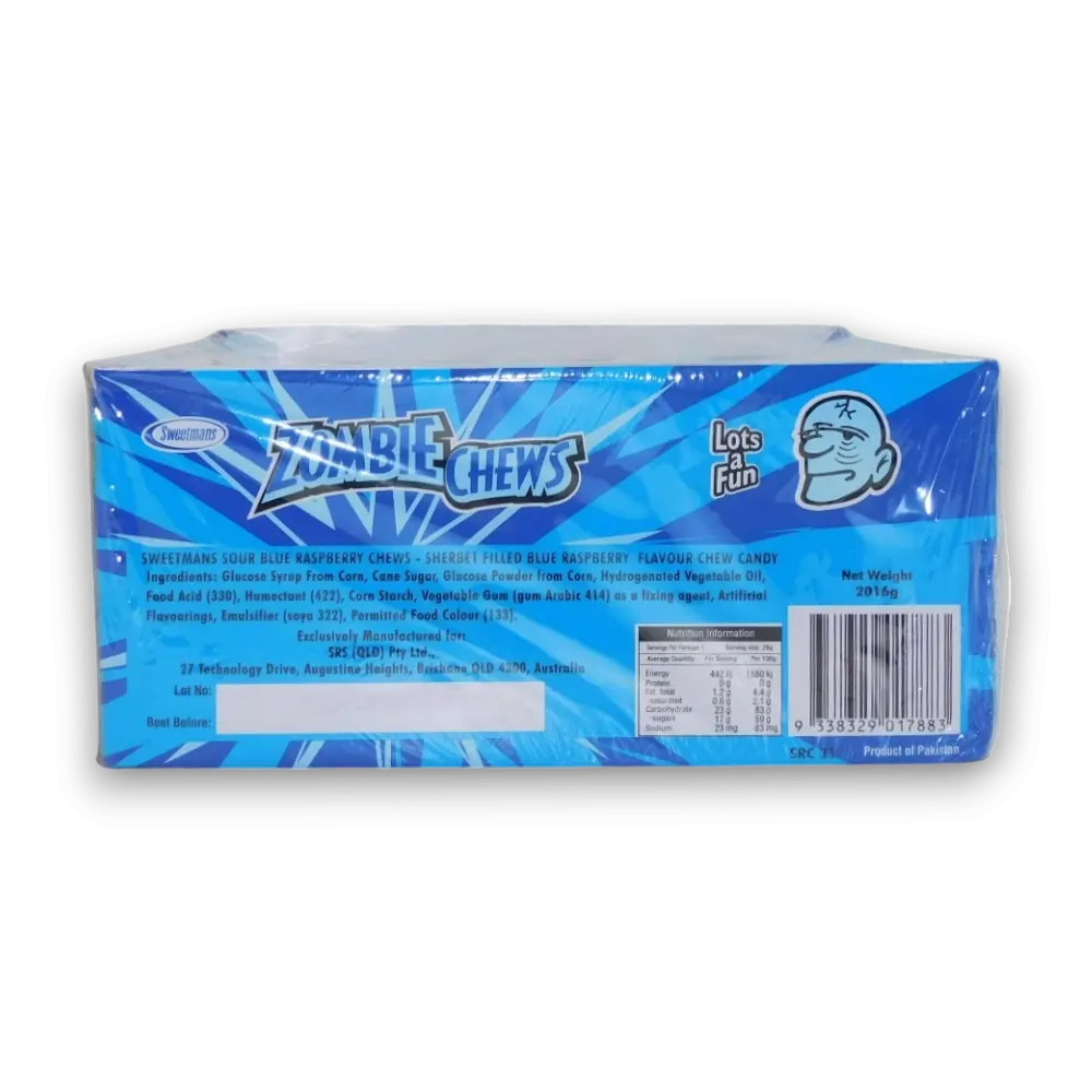 Buy Zombie Chews Online - Sour Blue Raspberry 72 Bars