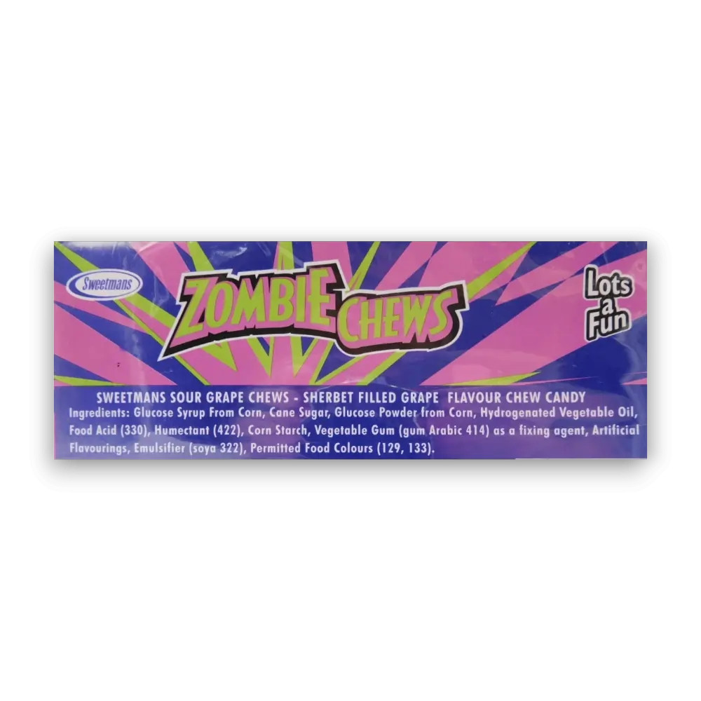 Buy Zombie Chews Sour Grape - Sherbet Filled (72 Bars)