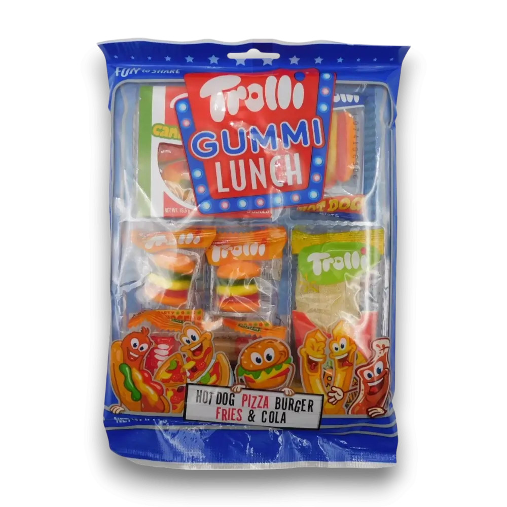 Trolli Gummi Lunch - Fun Gummy Candy Pack (12 x 77g Bags)