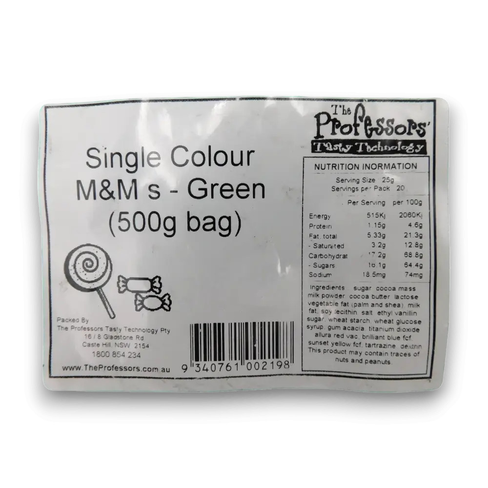 Single Colour M&Ms Green 500g Bag