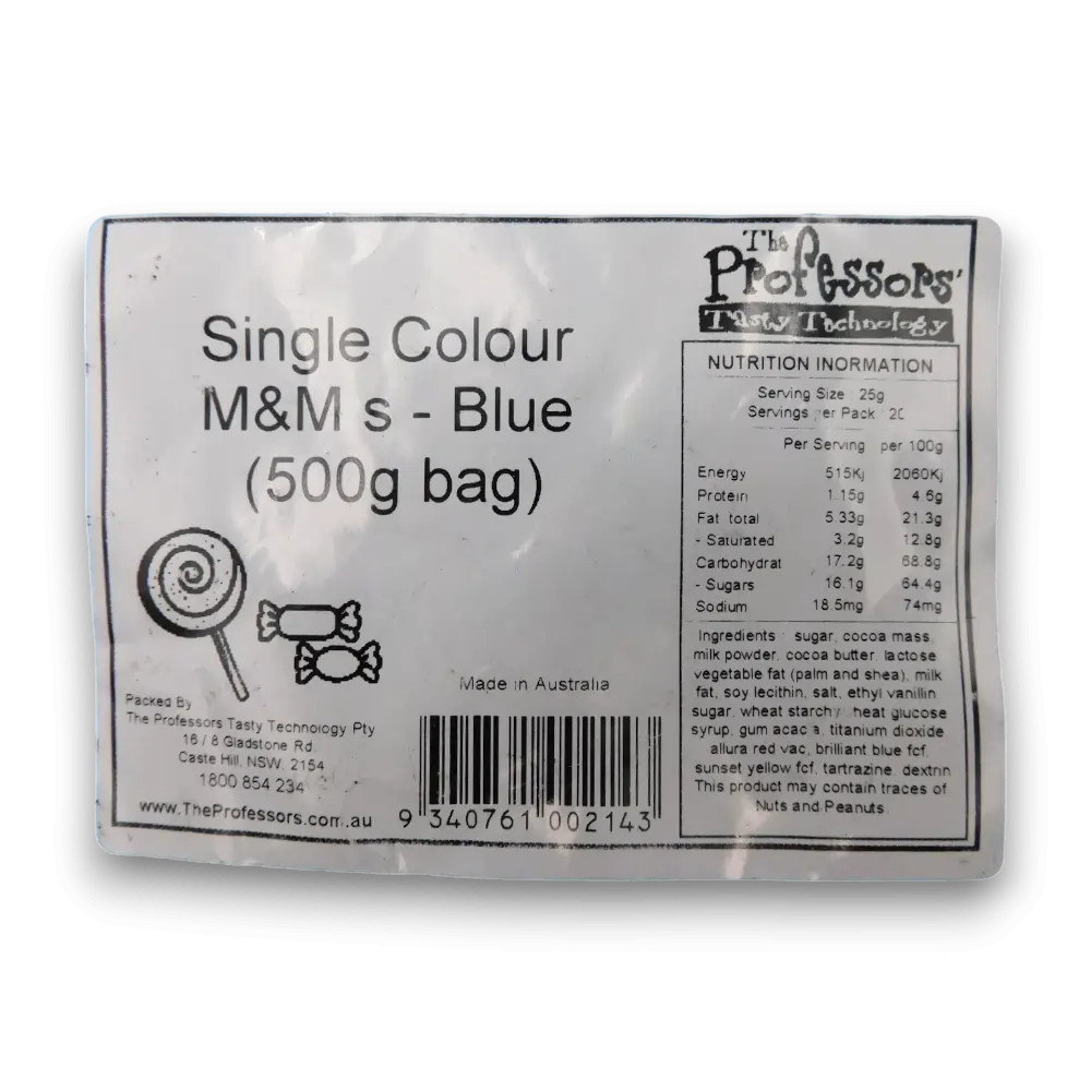 Single Colour M&M’s - Blue (500g Bag)