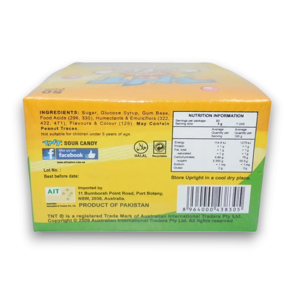 TNT Tutti Frutti Bubble Gum (50 x 9g) | Buy Online