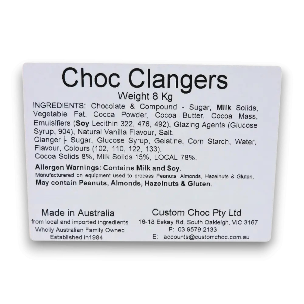 Buy Custom Choc Milk Choc Clangers (8kg) | The Professors
