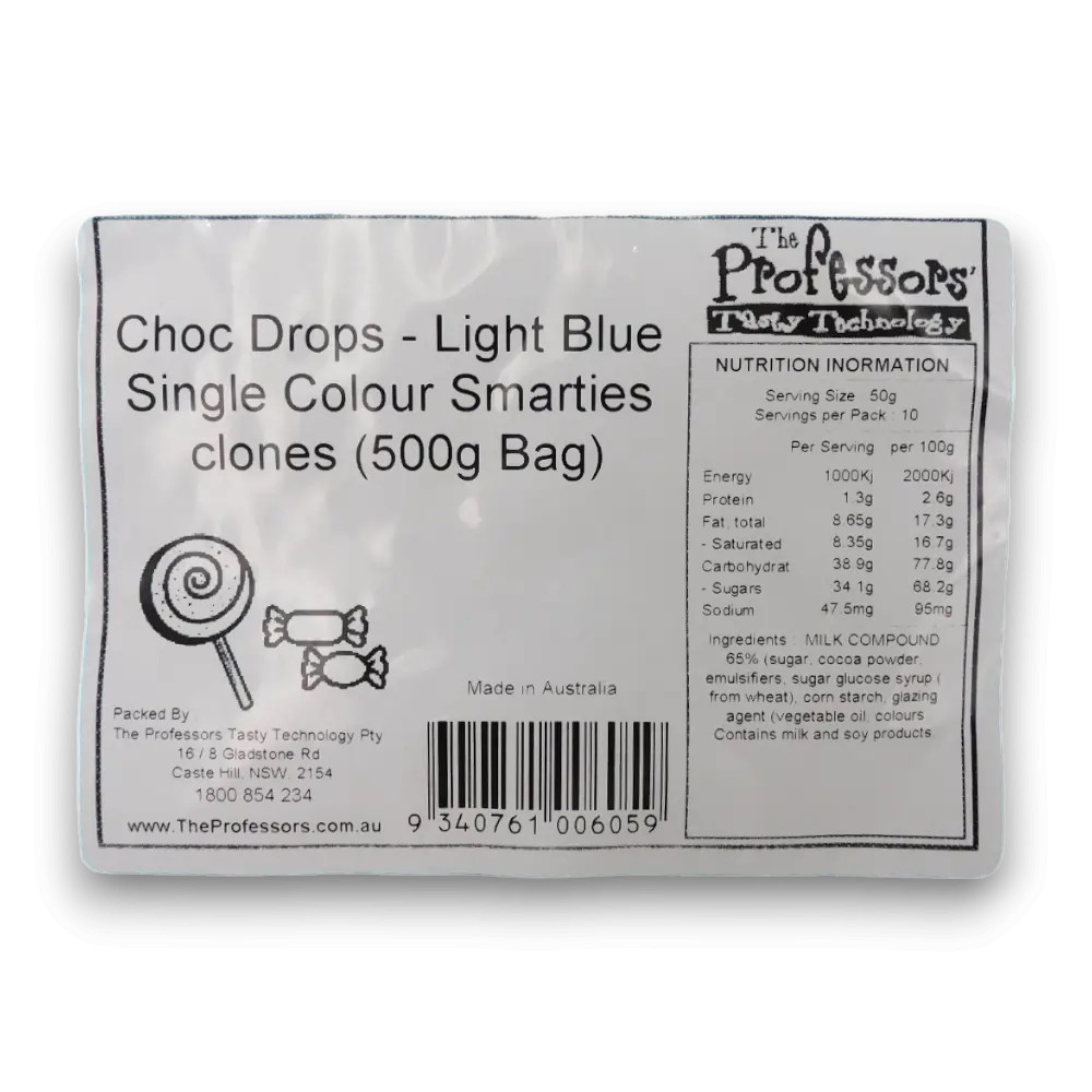 Choc Drops Light Blue Single Colour 500g Bag