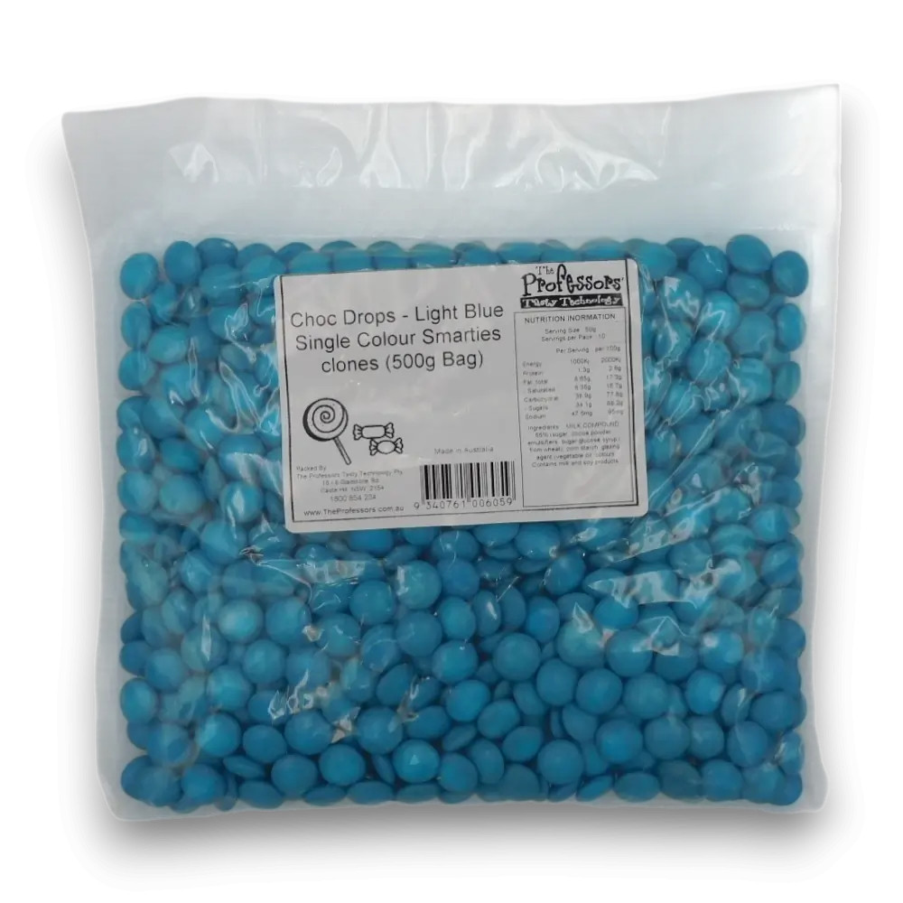 Choc Drops Light Blue Single Colour 500g Bag