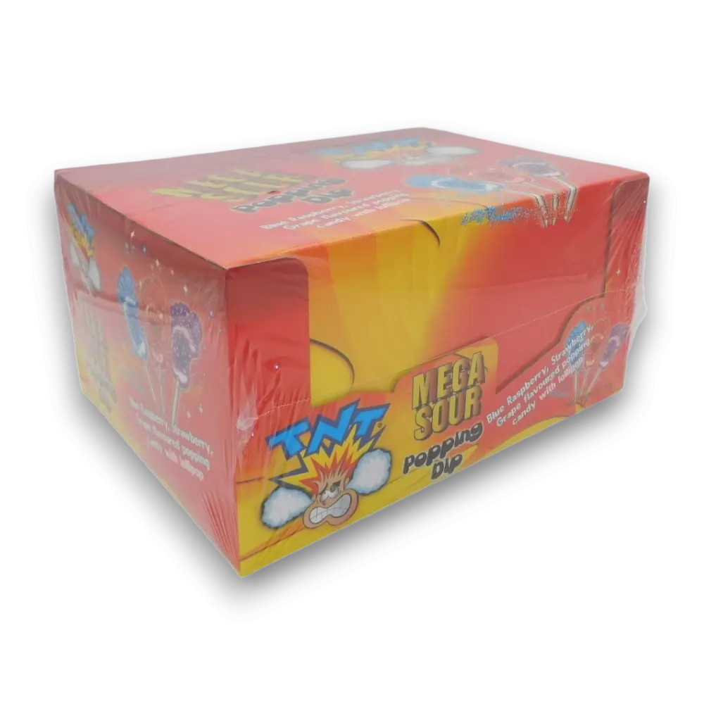 TNT Mega Sour Popping Dip with Lollipop (24 Pack)