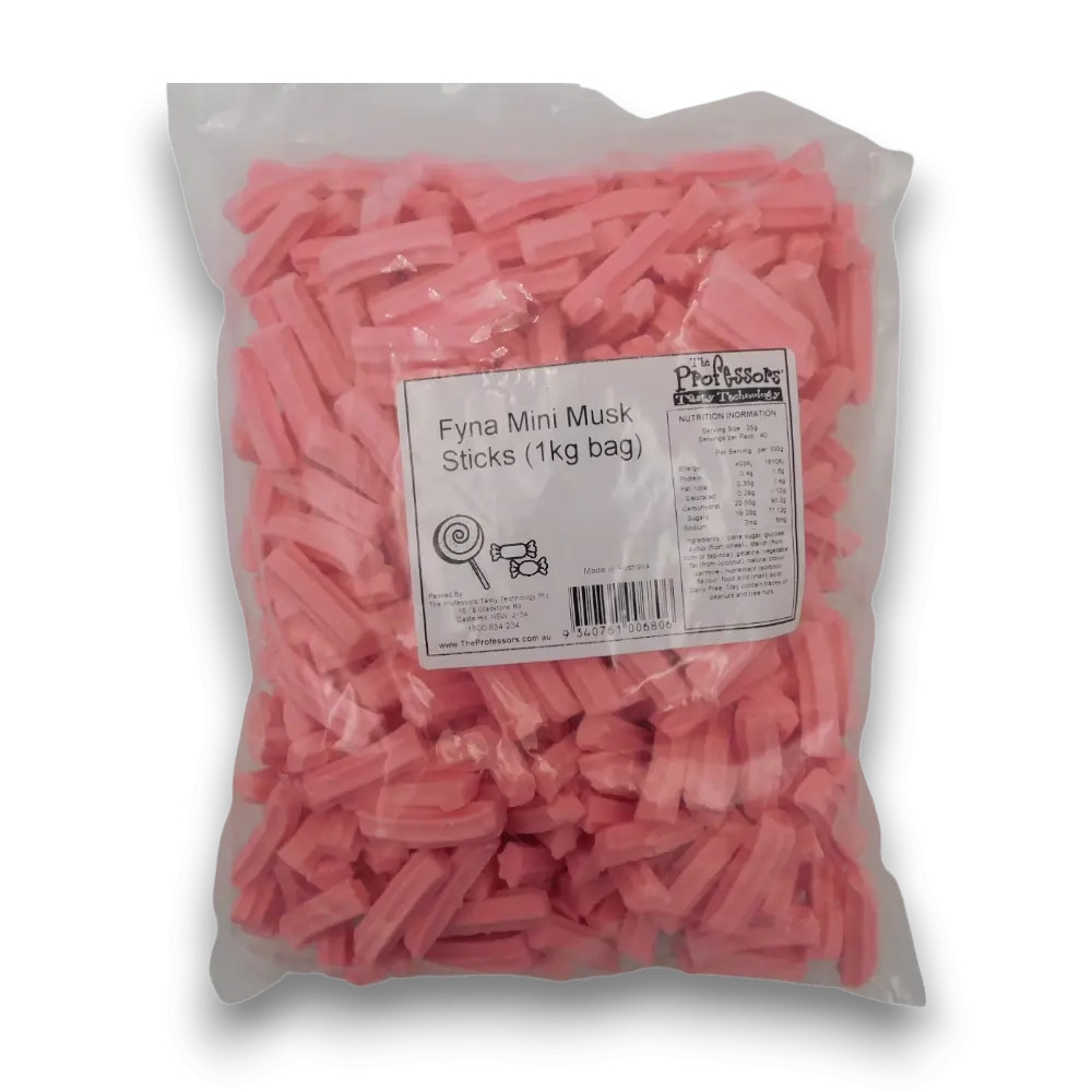 Buy Fyna Mini Musk Sticks (1kg Bag) - Bulk Pink Musk Candy