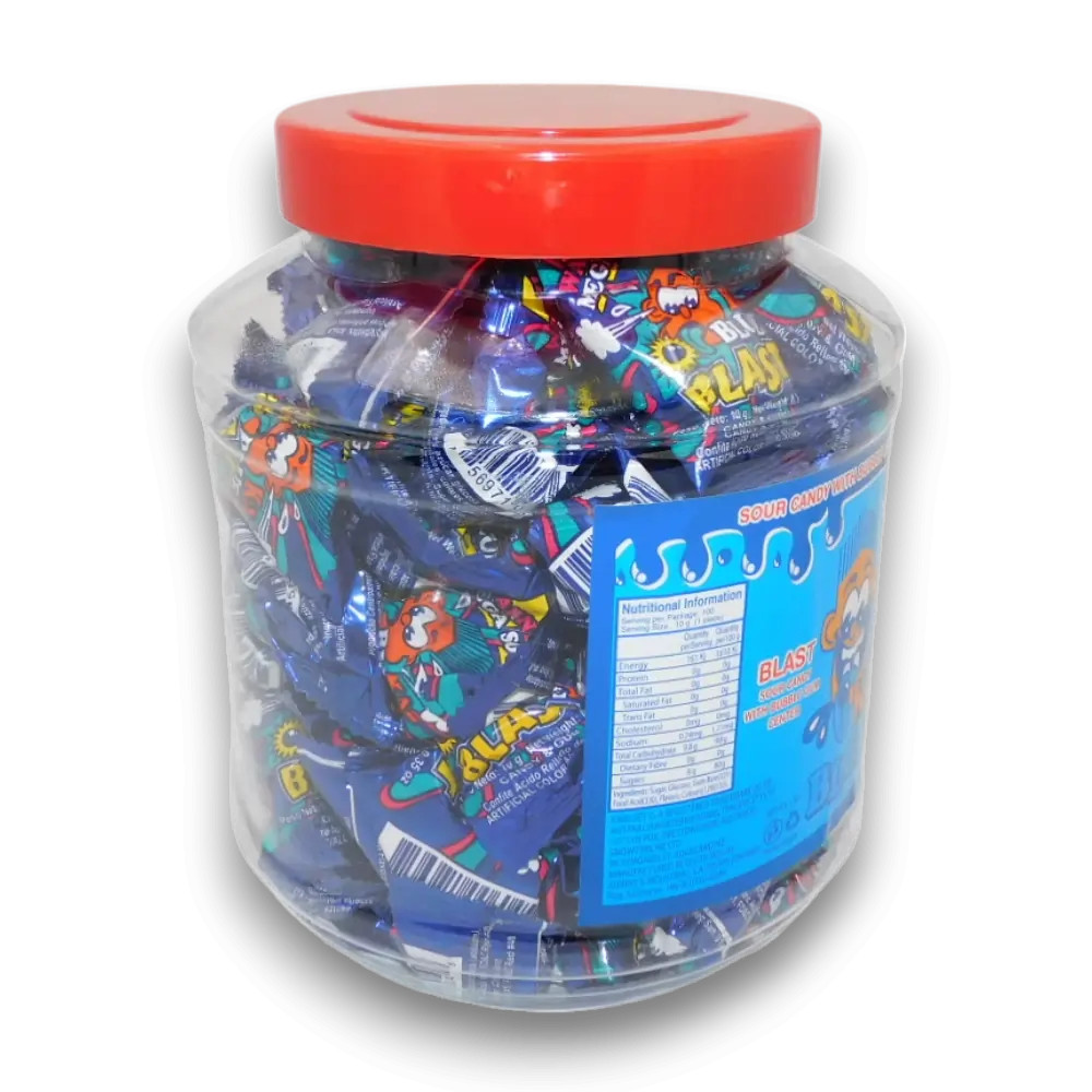 Ka-Bluey Blast Jar – Sour Blue Raspberry Candy (100pc)