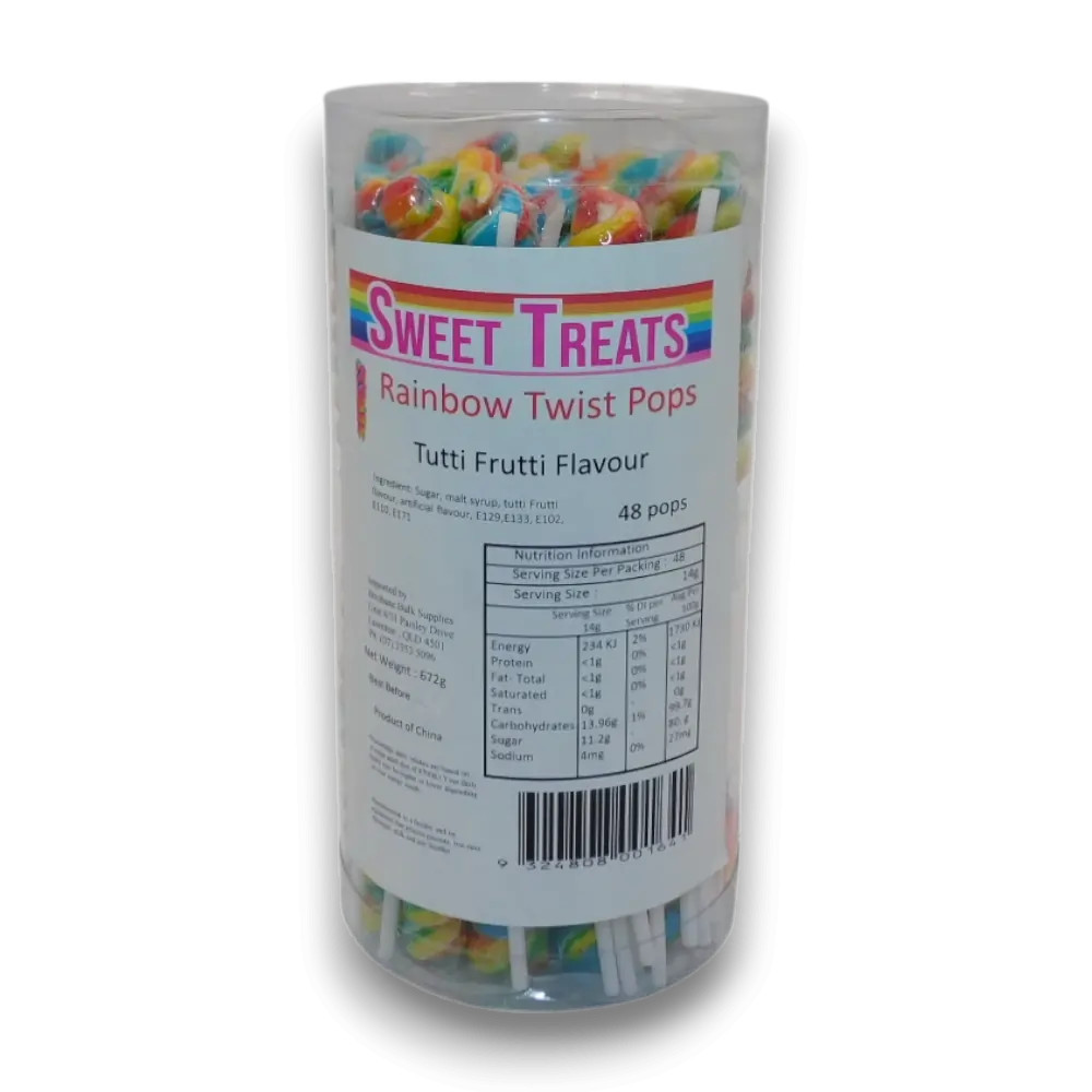 Rainbow Twist Pops - Tutti-Frutti Flavour (48 x 14g)