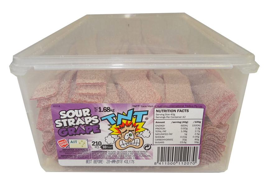 TNT Sour Straps Grape - purchase at The Professors Online Lolly Shop (5739)