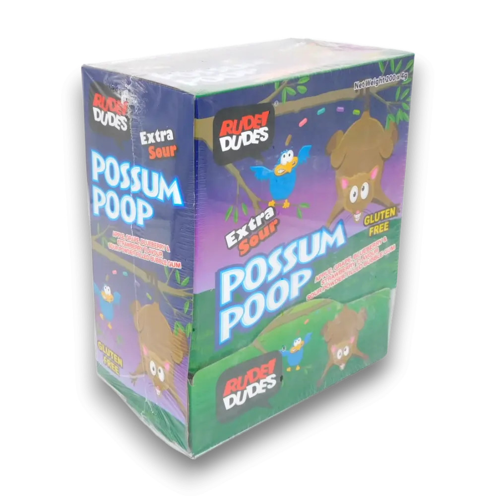 Rude Dudes Possum Poop Extra Sour Bubble Gum 200pc Box