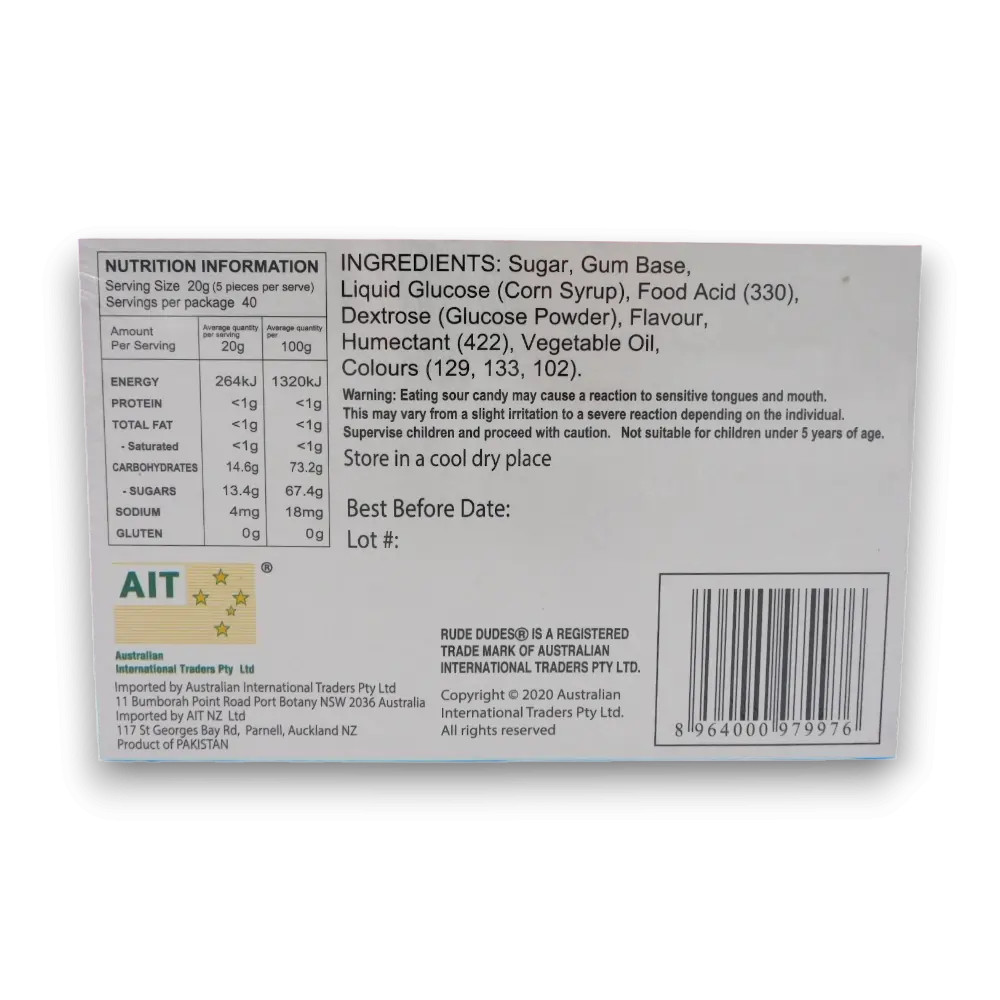 Rude Dudes Possum Poop Extra Sour Bubble Gum 200pc Box
