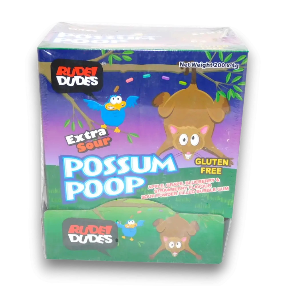 Rude Dudes Possum Poop Extra Sour Bubble Gum 200pc Box