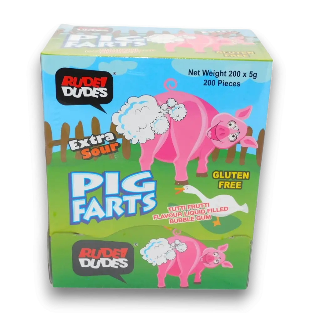 Rude Dudes Pig Farts Extra Sour Bubble Gum (200pc Box)