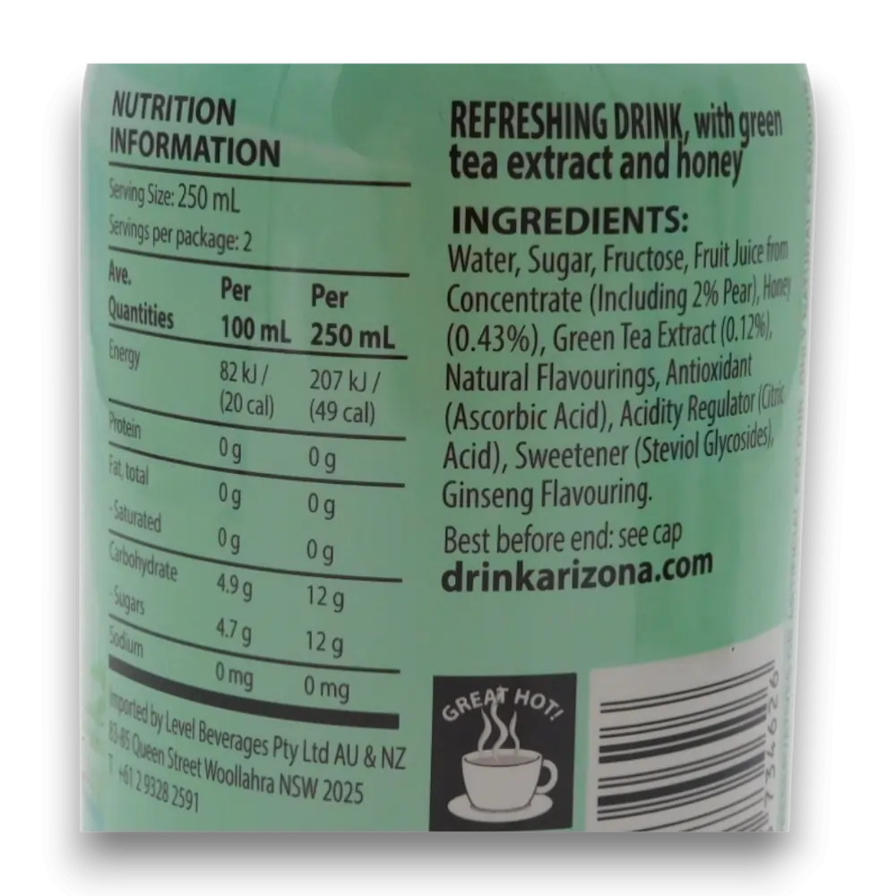 Arizona Iced Tea Green Tea with Honey 6 x 500ml – Buy Online