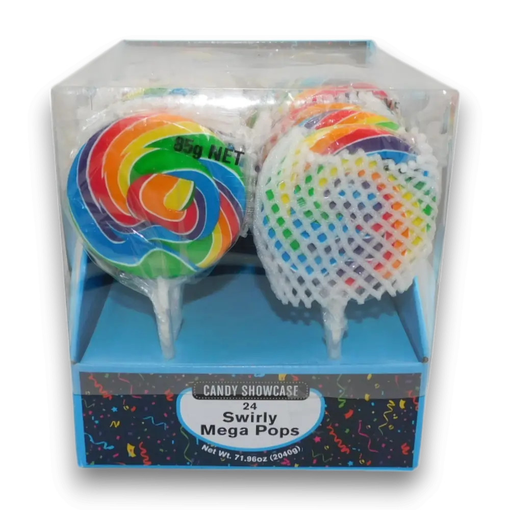 Candy Showcase Rainbow Mega Swirl Lollipops (24 x 85g)