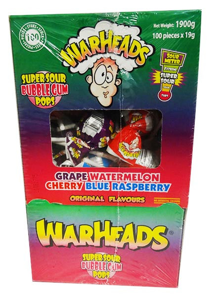 Warhead Super Sour Bubble Gum Pops online at The Professors Online ...