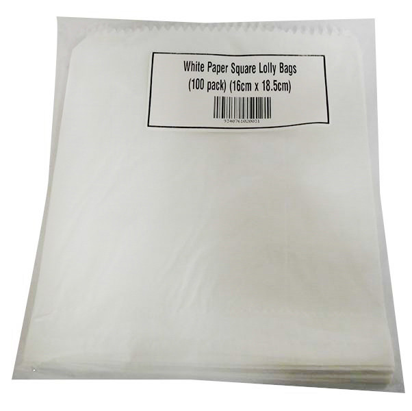 White Paper Square Lolly Bags online at The Professors Online Lolly ...