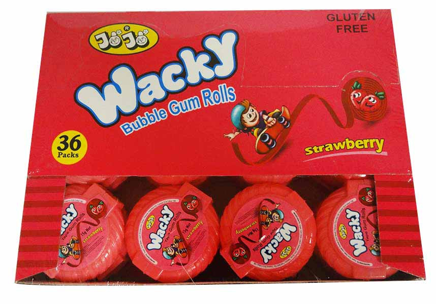 Get Wacky Bubble gum Rolls - Strawberry at The Professors Online Lolly ...