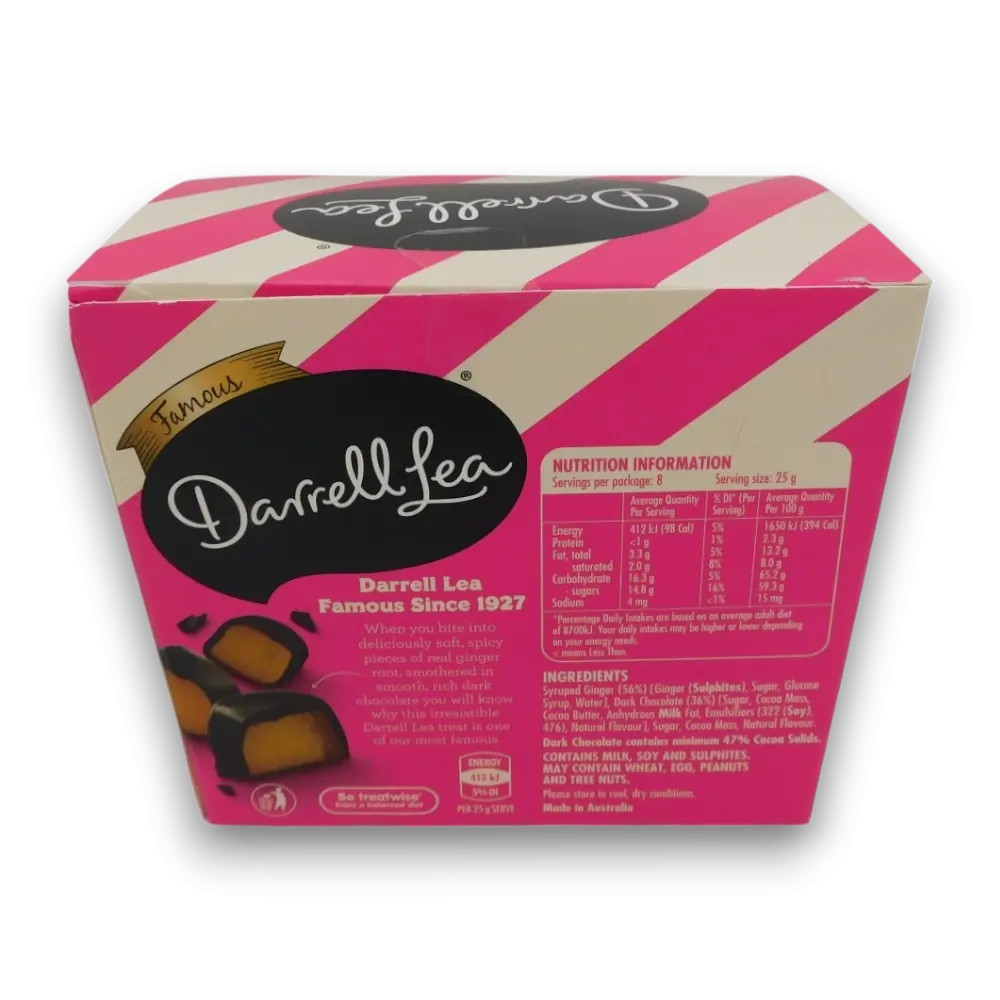 Darrell Lea Dark Chocolate Ginger 200g Gift Box