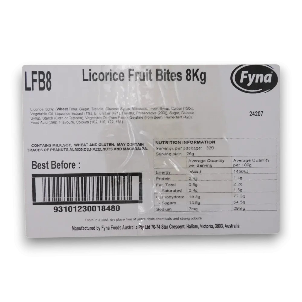Fyna Licorice Fruit Bites | Buy online at The Professors