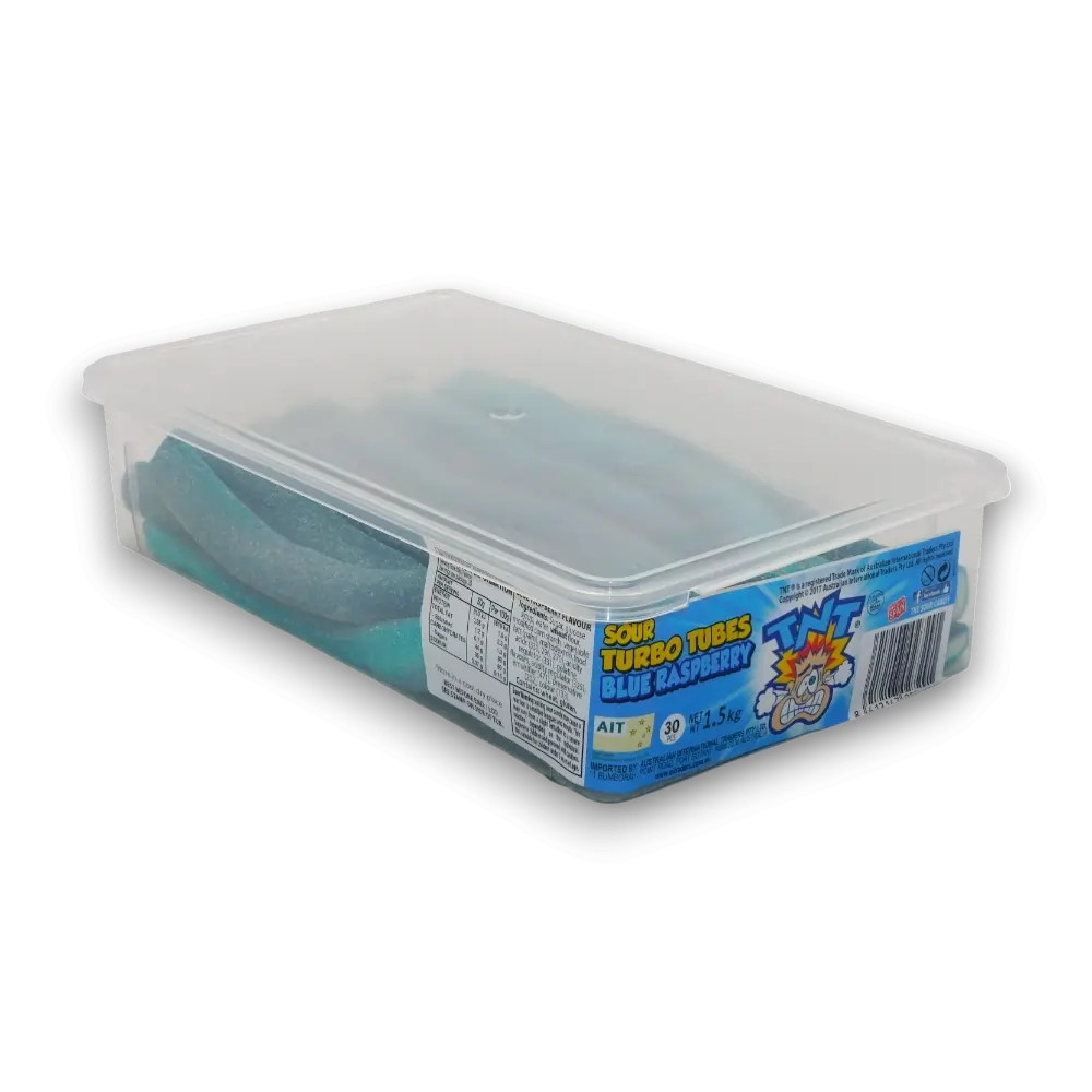 TNT Sour Turbo Tubes - Blue Raspberry (30pc x 50g Display Unit)