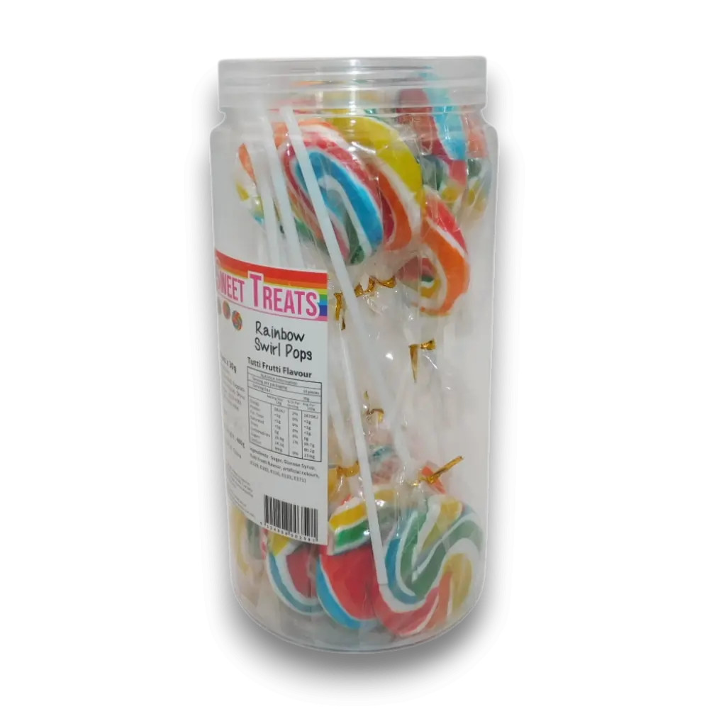 Sweet Treats Large Rainbow Swirl Pops - 16 x 30g Jar