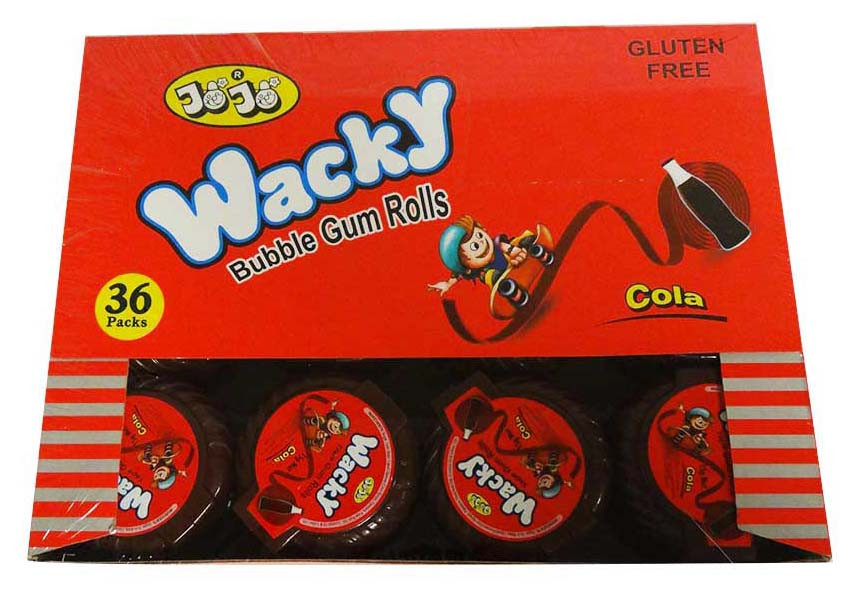 Wacky Bubble gum Rolls - Cola online at The Professors Online Lolly ...