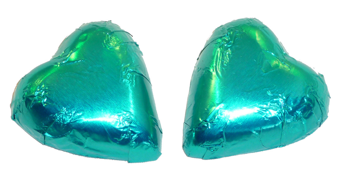 Get Chocolate Gems - Chocolate Hearts - Teal Foil at The Professors ...