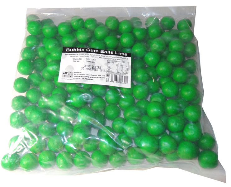 Bubble Gum Balls Lime online at The Professors Online Lolly Shop (3966)