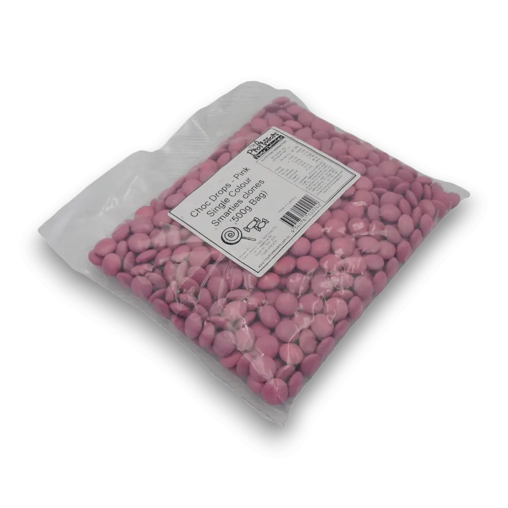 Choc Drops - Pink Single Colour Smarties Clones (500g Bag)