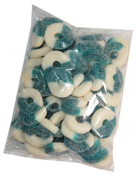 Gummi Blue Raspberry Rings online at The Professors Online Lolly Shop ...