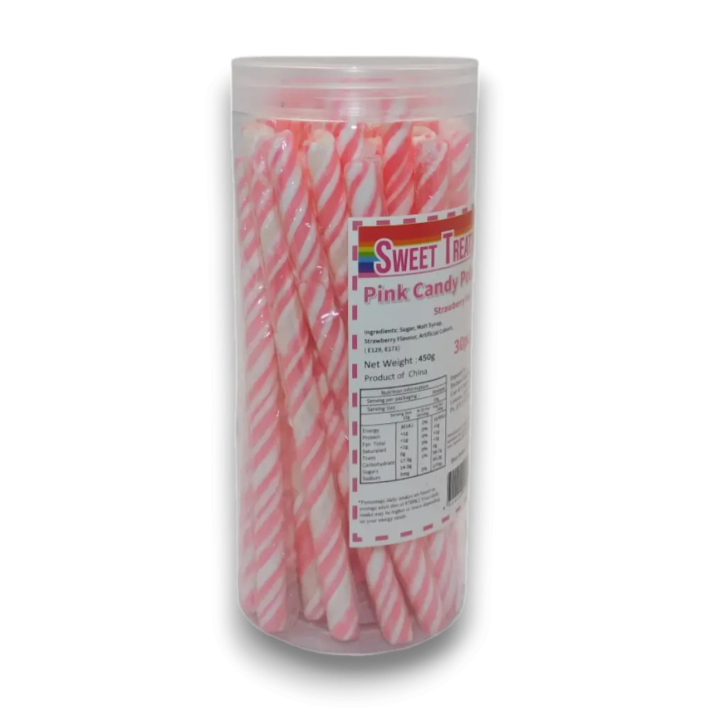 Sweet Treats Pink Candy Poles - Strawberry Flavour (30 x 18g)