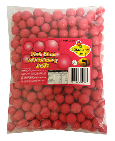Lolliland Choc Balls - Pink with Strawberry Flavour, and other ...