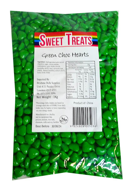 Sweet Treats Choc hearts - Green - purchase at The Professors Online ...