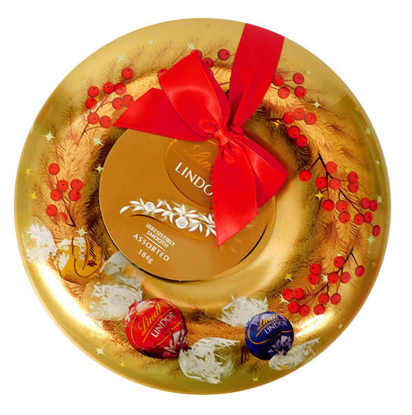 Get Lindt Lindor Wreath Tin - Assortment at The Professors Online Lolly ...