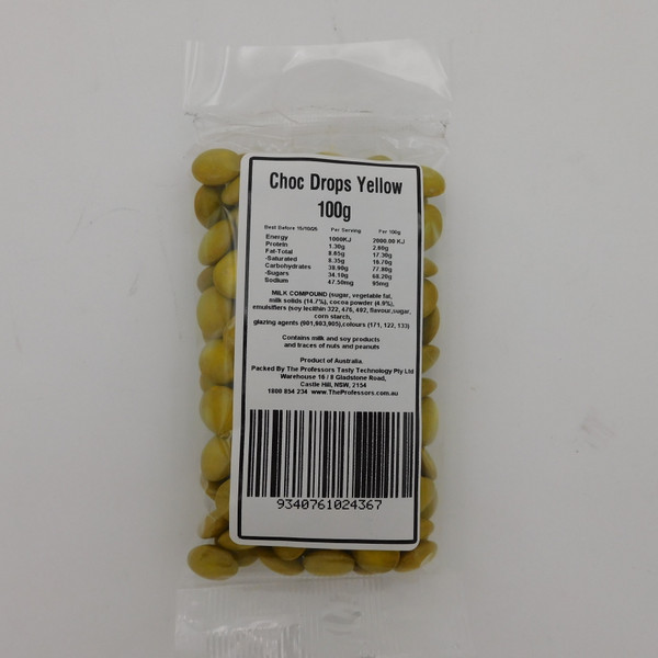 Choc Drops - Yellow online at The Professors Online Lolly Shop (13775)