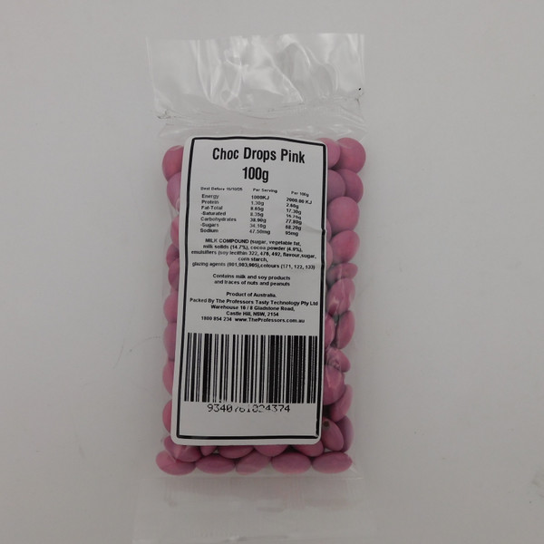 Get Choc Drops - Pink at The Professors Online Lolly Shop (13776)